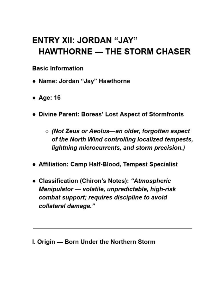 Jay Hawthorne: Storm Manipulator Demigod | PDF | Storms | Wound
