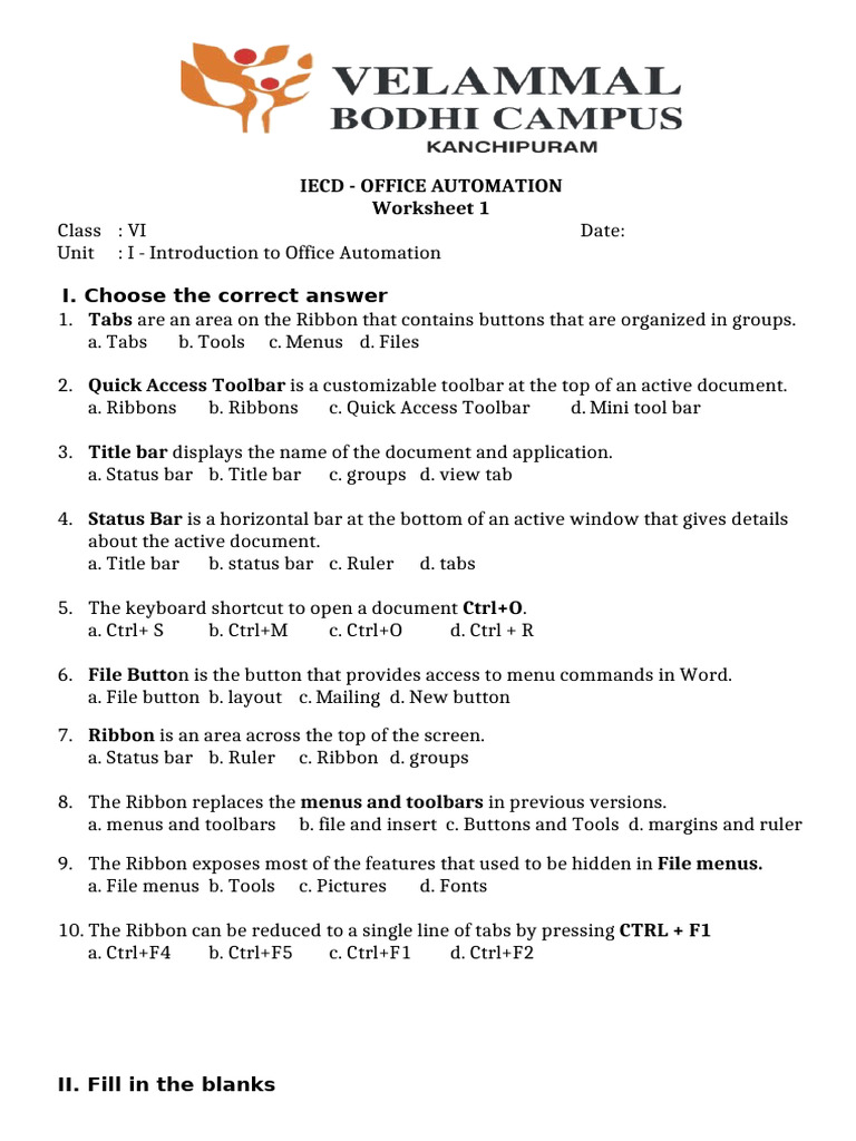 Office Automation Basics for VI Class | PDF | Window (Computing ...