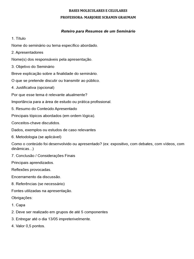 Roteiro Para Seminário | PDF