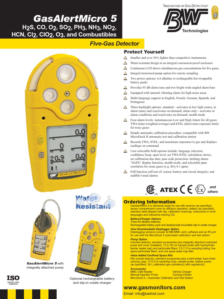 Gas Alert Micro 5 Data Sheet | PDF | Battery (Electricity) | Computing ...