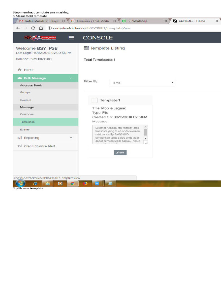 Cara Membuat Template SMS Masking | PDF