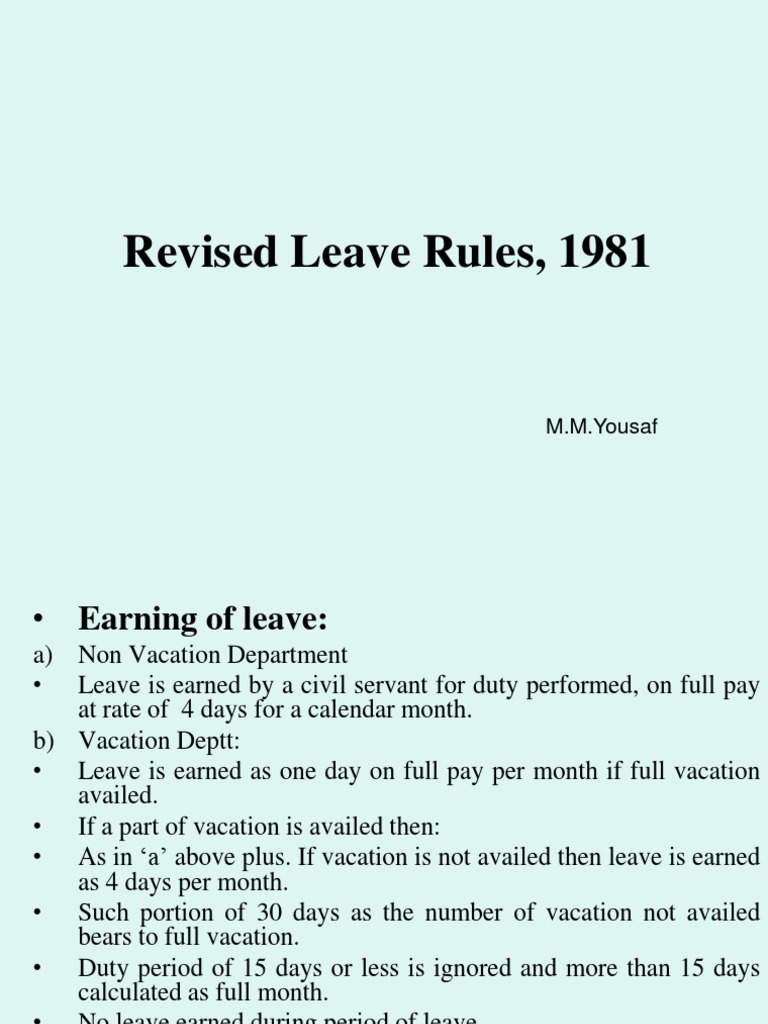 Revised-Leave-Rules-1981...25.05.2011 | Salary | Justice