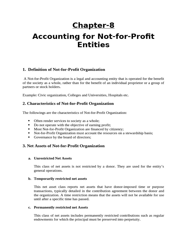 Chapter-08 Accounting for Non-For Profit Entities | PDF | Fund ...