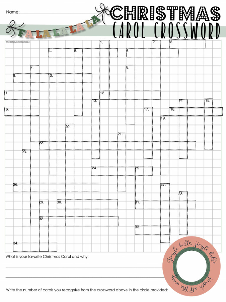 Christmas Carol Crossword | PDF | Christmas