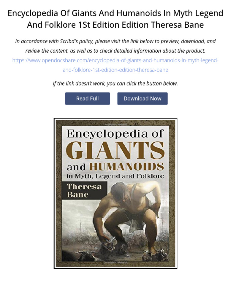 Encyclopedia of Giants and Humanoids in Myth Legend and Folklore 1st ...