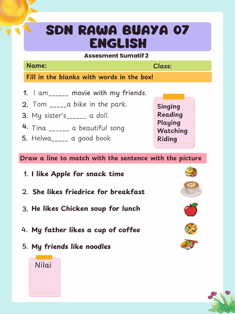 Parts of Speech Adjectives English Grammar Worksheet in Colorful and ...