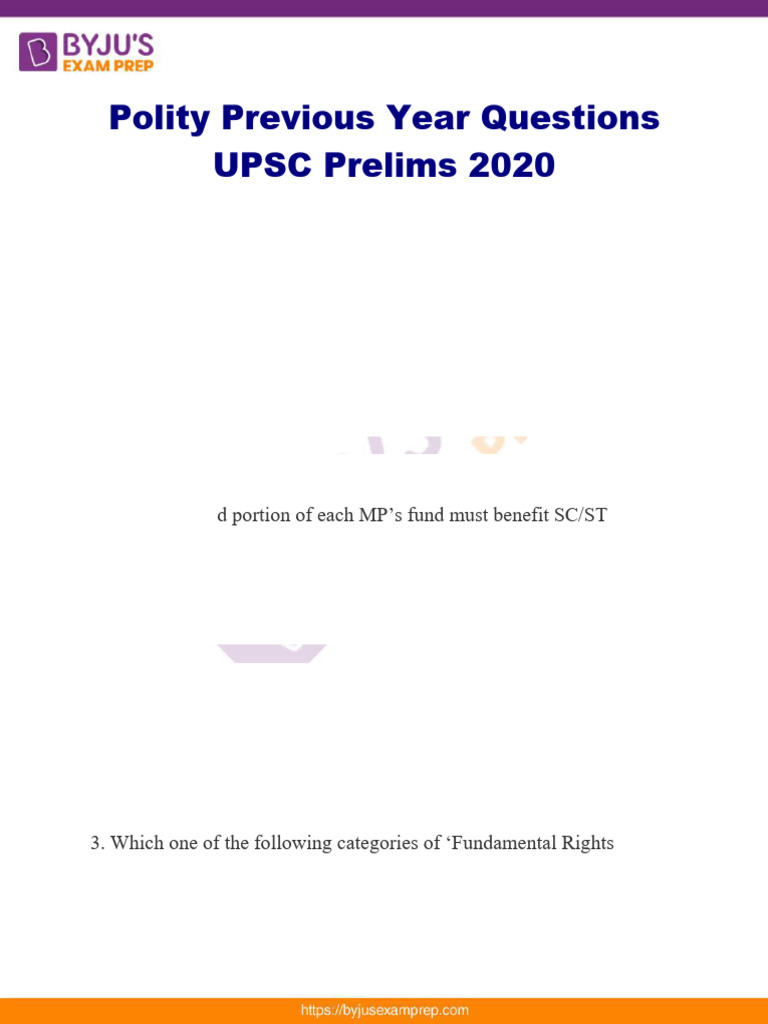 UPSC 2020 Polity Questions & Solutions | PDF | Constitution | Political ...