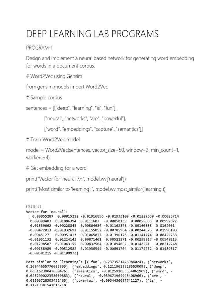 Deep Learning Lab Programs | PDF | Learning | Computational Neuroscience