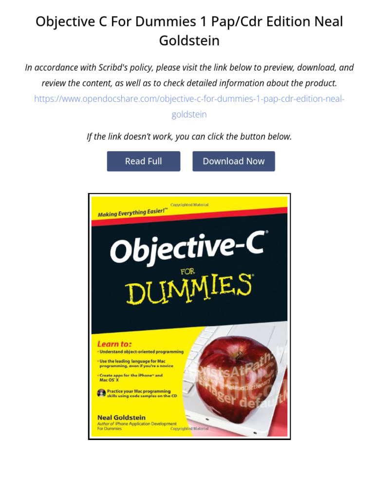 Objective c for dummies 1 Pap/Cdr Edition Neal Goldstein | PDF | Books ...