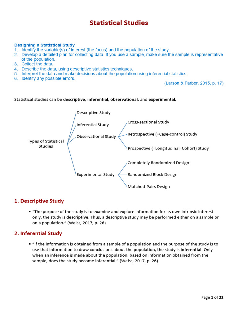 Chapter 2b - Types of Studies | PDF | Sampling (Statistics) | Experiment