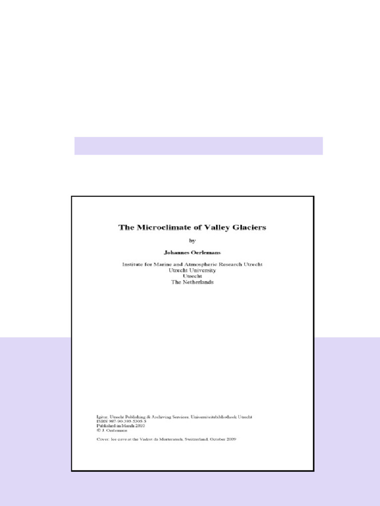 The Microclimate Of Valley Glaciers Johannes Oerlemans Full Chapters ...