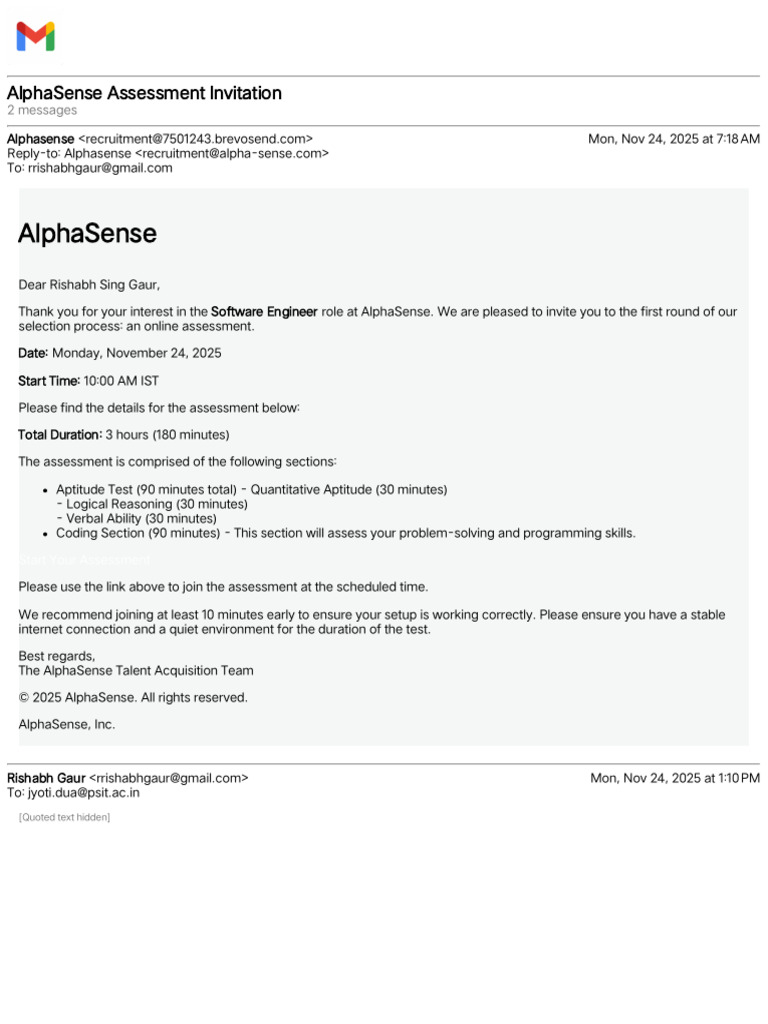 AlphaSense Software Engineer Assessment Invite | PDF