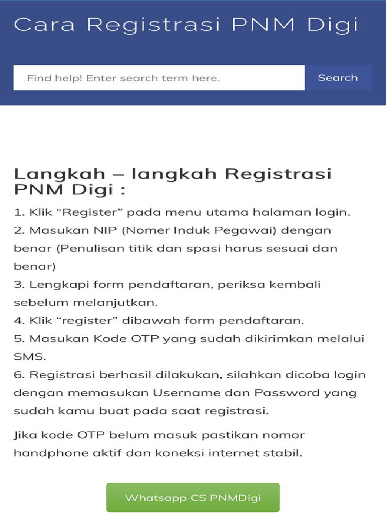 Alur Registrasi Dan Login Akun PNM Digi | PDF