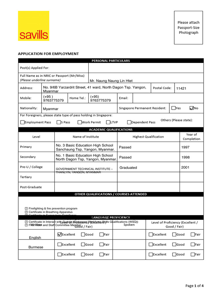 Employment Application Form Template | PDF | Debt
