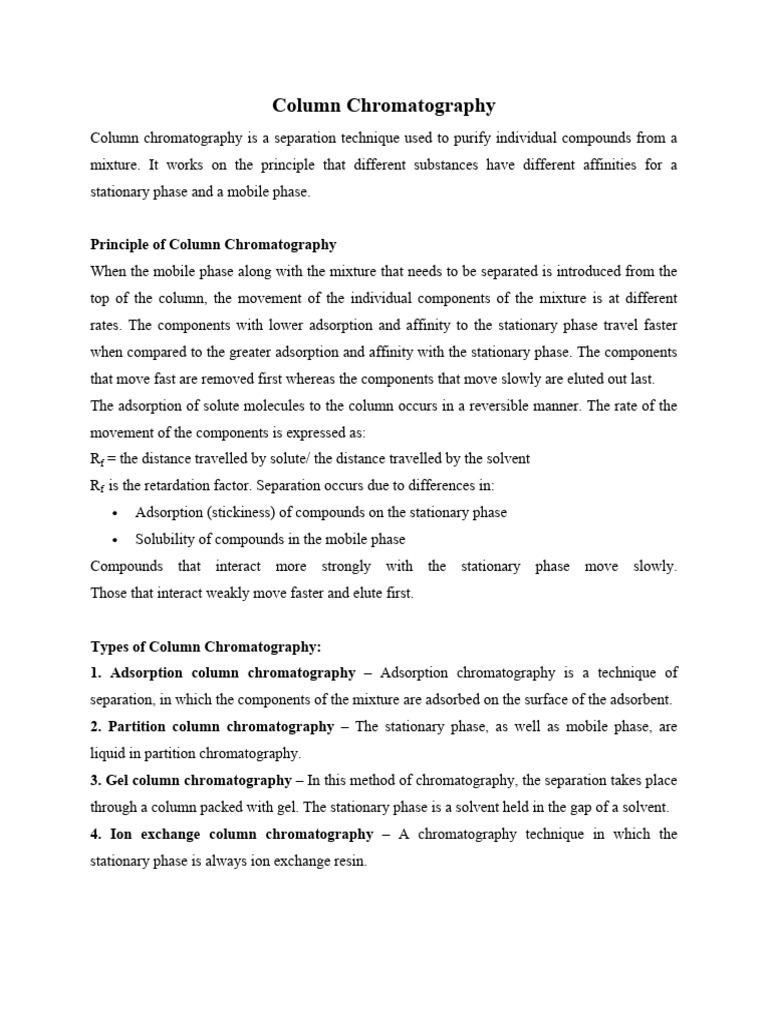 Column Chromatography | PDF | Chromatography | Elution