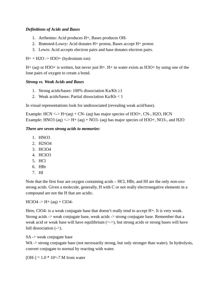 Acids and Bases Notes AP Chemistry Lecture | PDF | Acid | Chemical ...