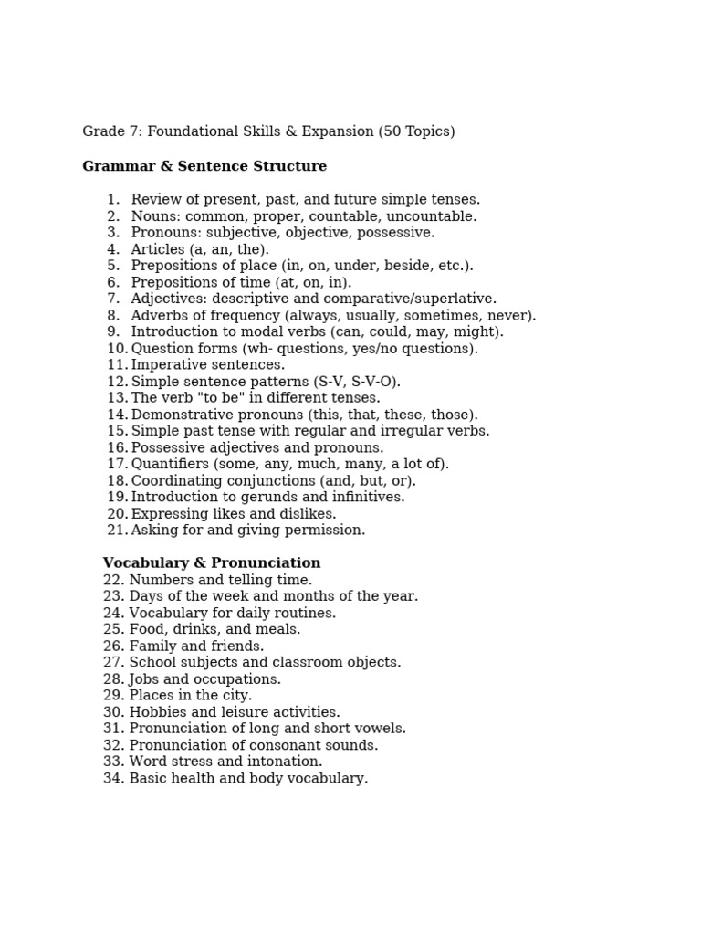 Junior High English Topics | PDF | Verb | Grammatical Tense