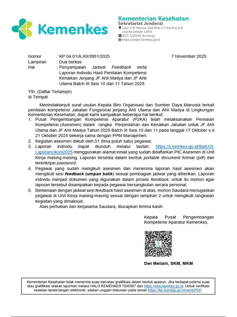(Batch 3) Penyampaian Laporan Individu Dan Jadwal Sesi Feedback Ukom ...
