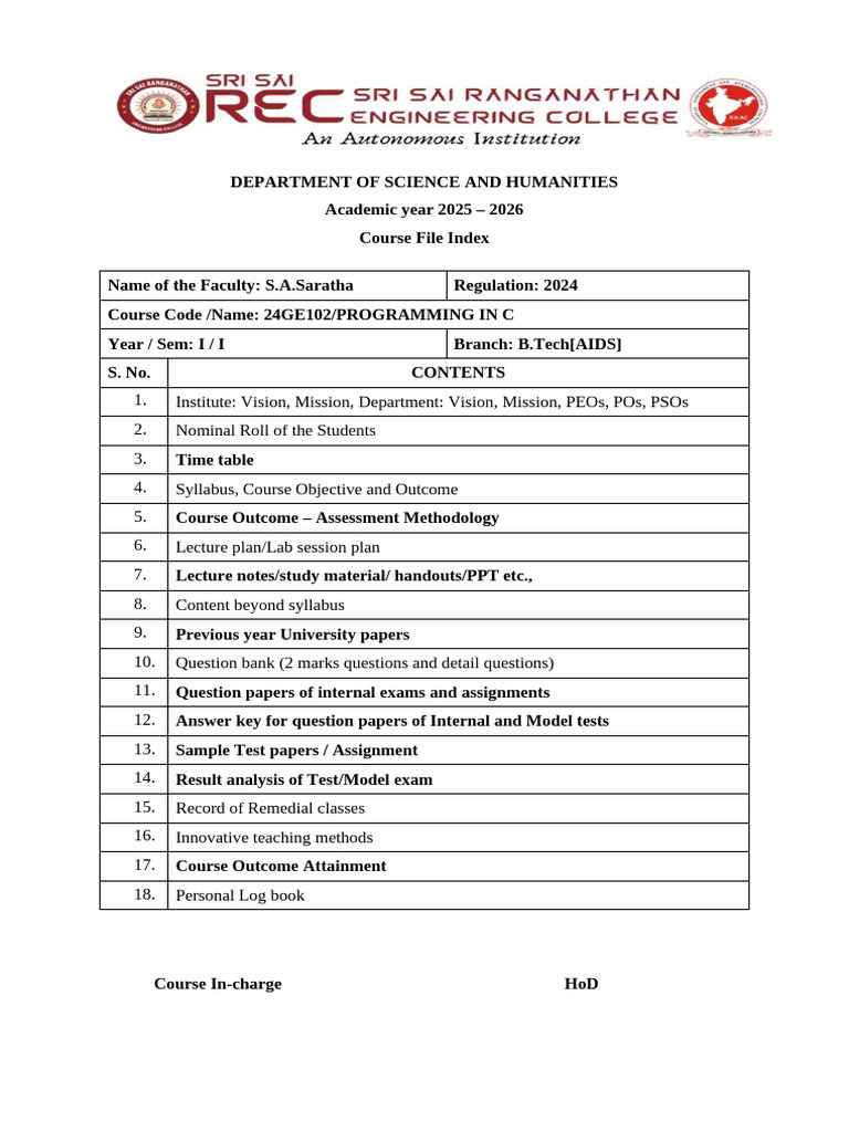 Course File Format (1) | PDF | Engineering | Science