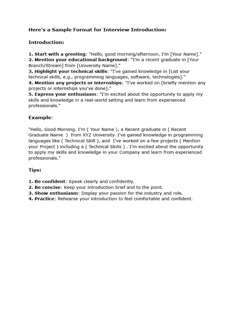 Introduction Format and Tips | PDF