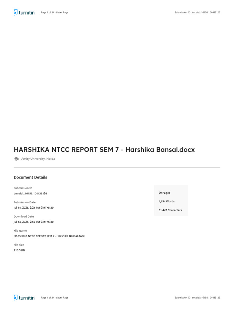 Harshika NTCC Report Sem 7 - Harshika Bansal | PDF | Citation ...