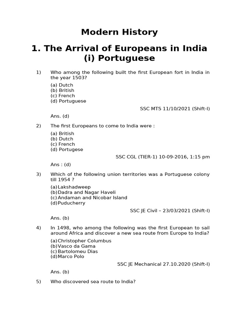 History - SSC GS - Modern History - 507 | PDF | Indian Rebellion Of ...