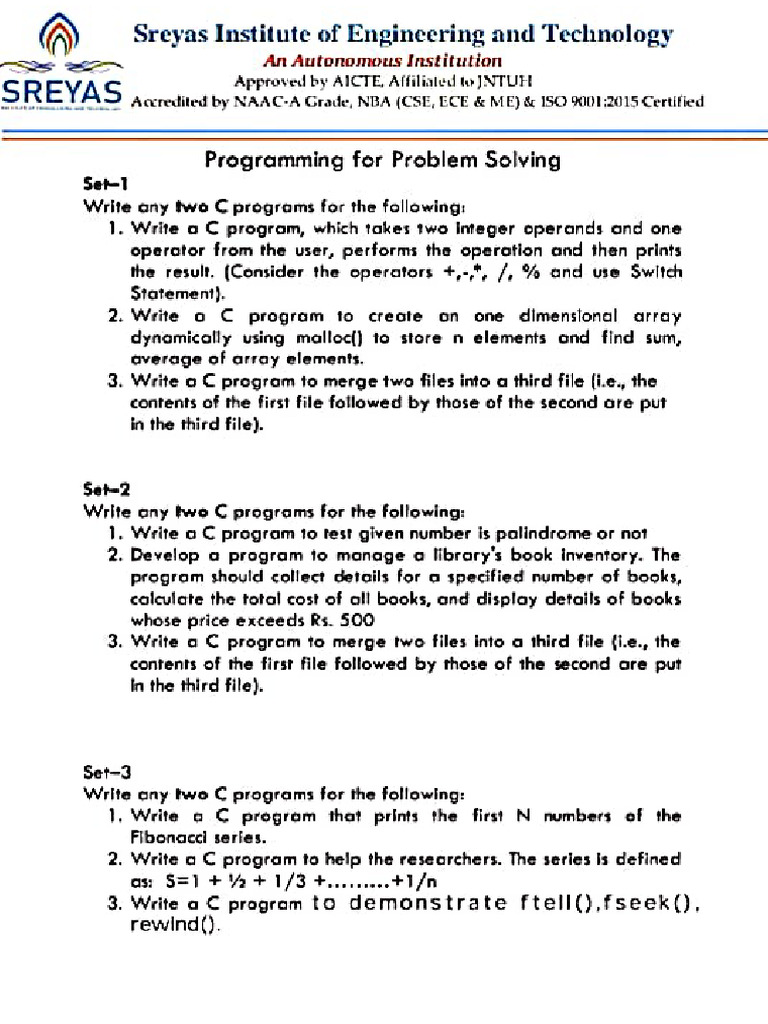 PPS - Lab Internal Questions | PDF