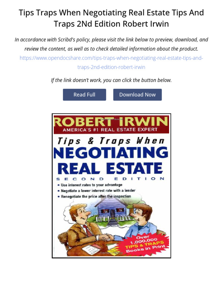 Tips Traps When Negotiating Real Estate Tips and Traps 2nd Edition ...