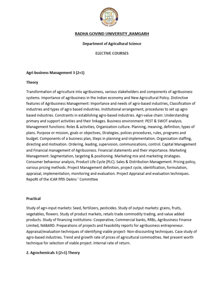 Elective Courses | PDF | Fertilizer | Herbicide