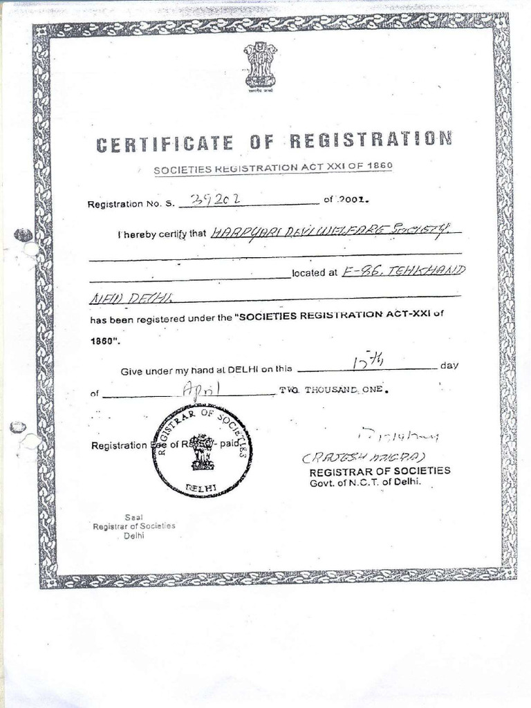 Registration Certificate - HDWS - 1741765118 | PDF