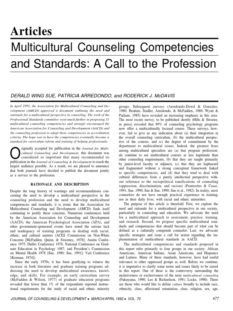 MultiCultural Counseling Competencies and Standards | School Counselor ...