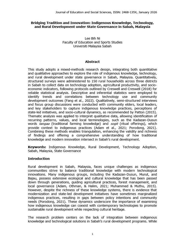 Bridging Tradition and Innovation: Indigenous Knowledge, Technology ...