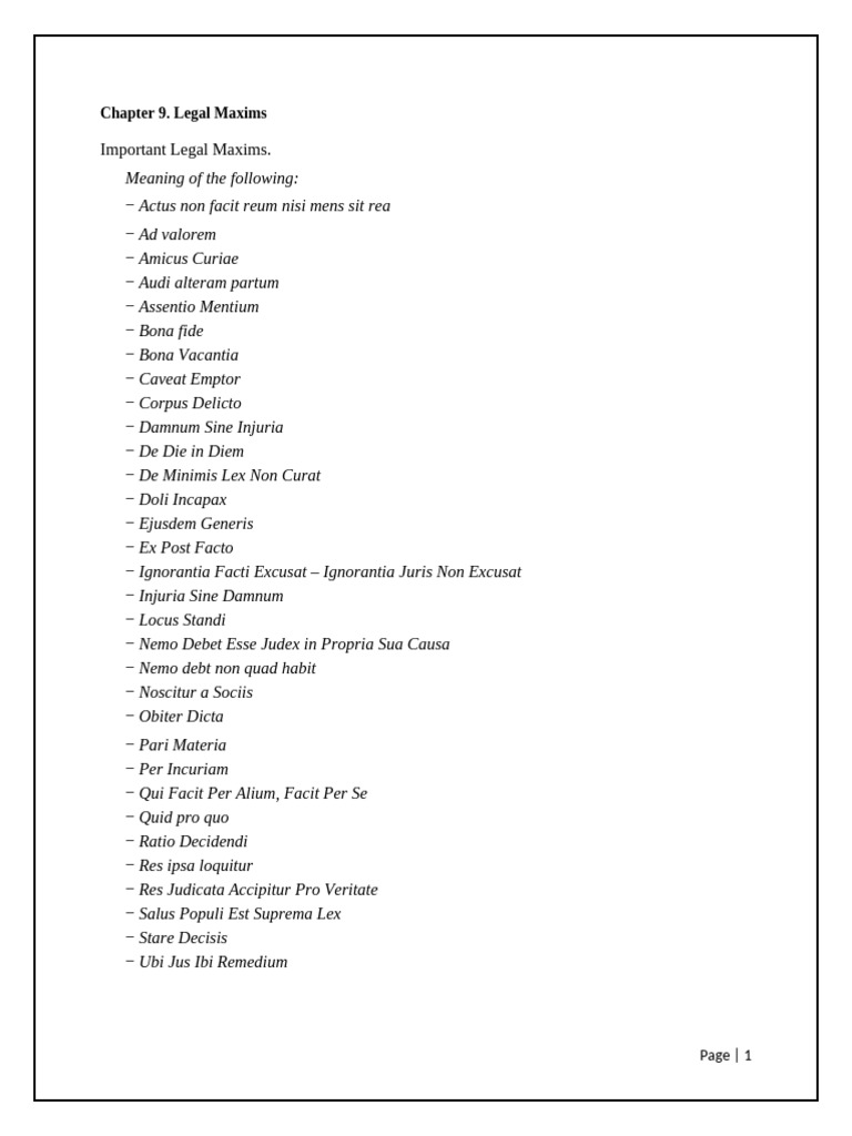 Class 12 Chapter 9 - Legal Maxims | PDF | Justice | Crime & Violence