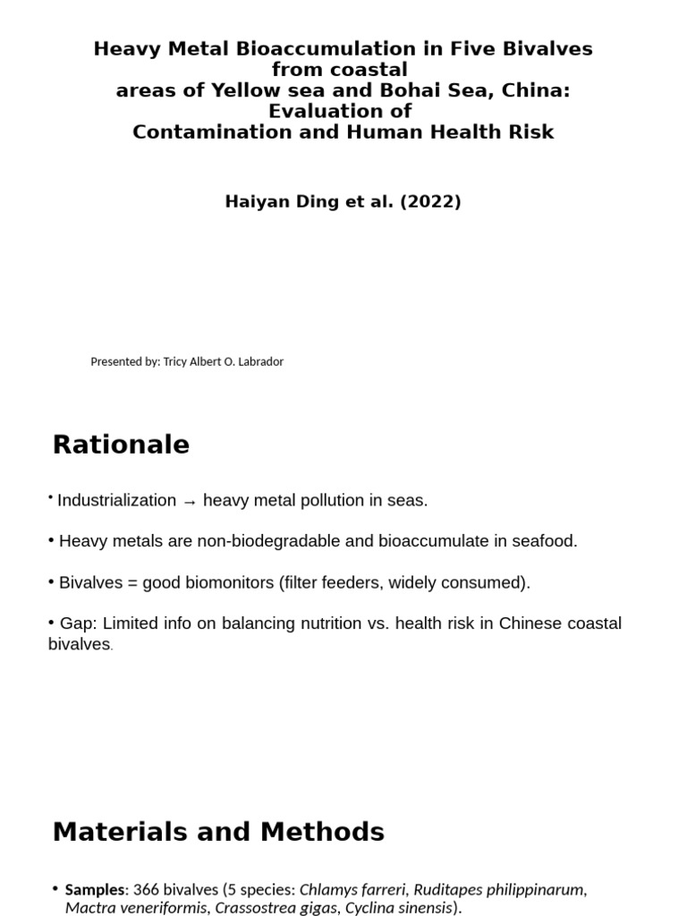 Heavy Metal Bioaccumulation in Five Bivalves From Coastal(Labradorfirst ...