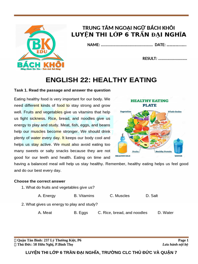 Healthy Eating Guide for Grade 6 | PDF | Healthy Diet | Foods