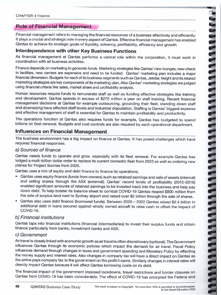 Qantas Case Study (Finance) 2023 | PDF
