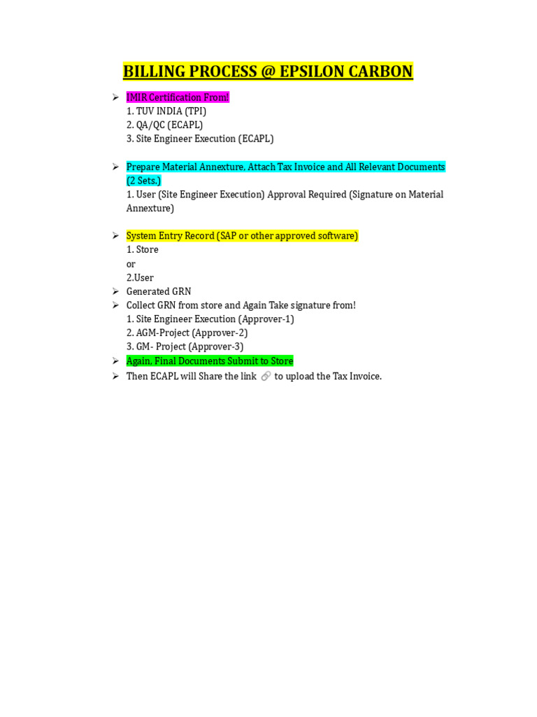 Epsilon Carbon Billing Process Guide | PDF