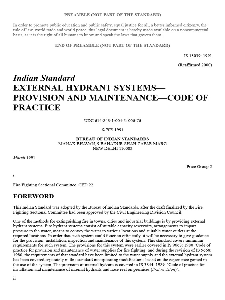 External Hydrant Systems Code of Practice | PDF | Hydraulics ...