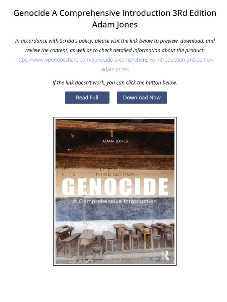 Genocide A Comprehensive Introduction 3rd Edition Adam Jones | PDF ...