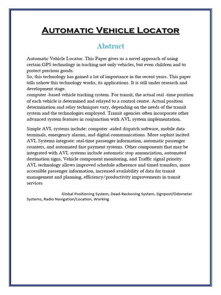 Automatic Vehicle Locator | PDF