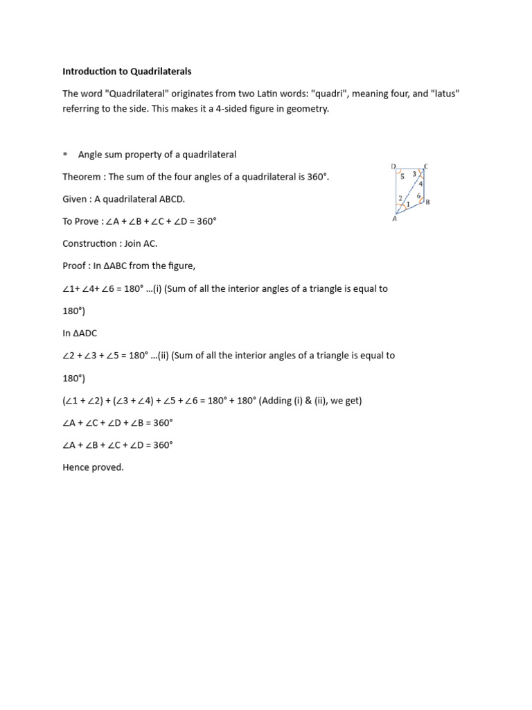 Introduction To Quadrilaterals | PDF