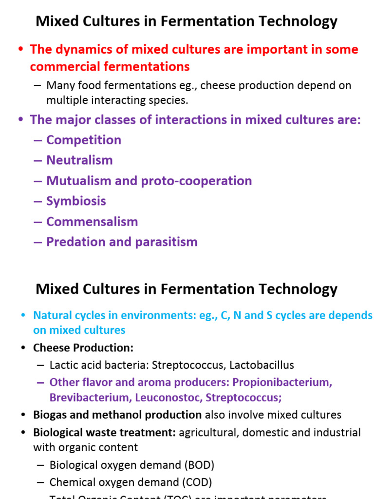 Mixed Cultures in Fermentation Processes | PDF | Fermentation | Proteins