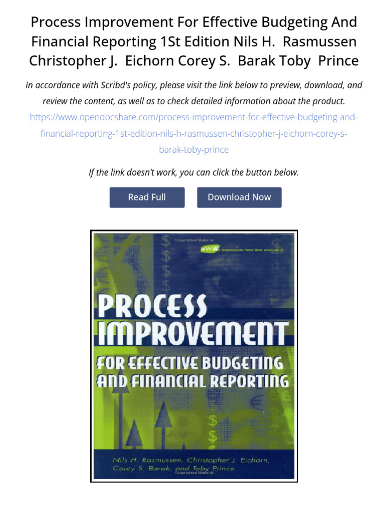 Process Improvement for Effective Budgeting and Financial Reporting 1st ...