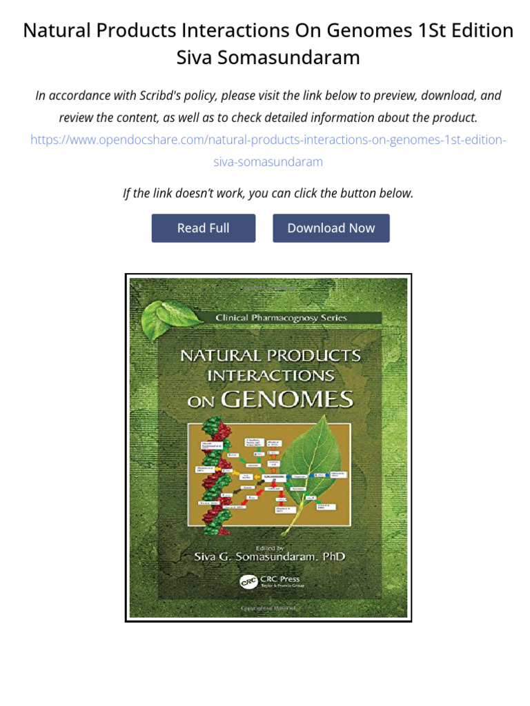Natural Products Interactions on Genomes 1st Edition Siva Somasundaram ...
