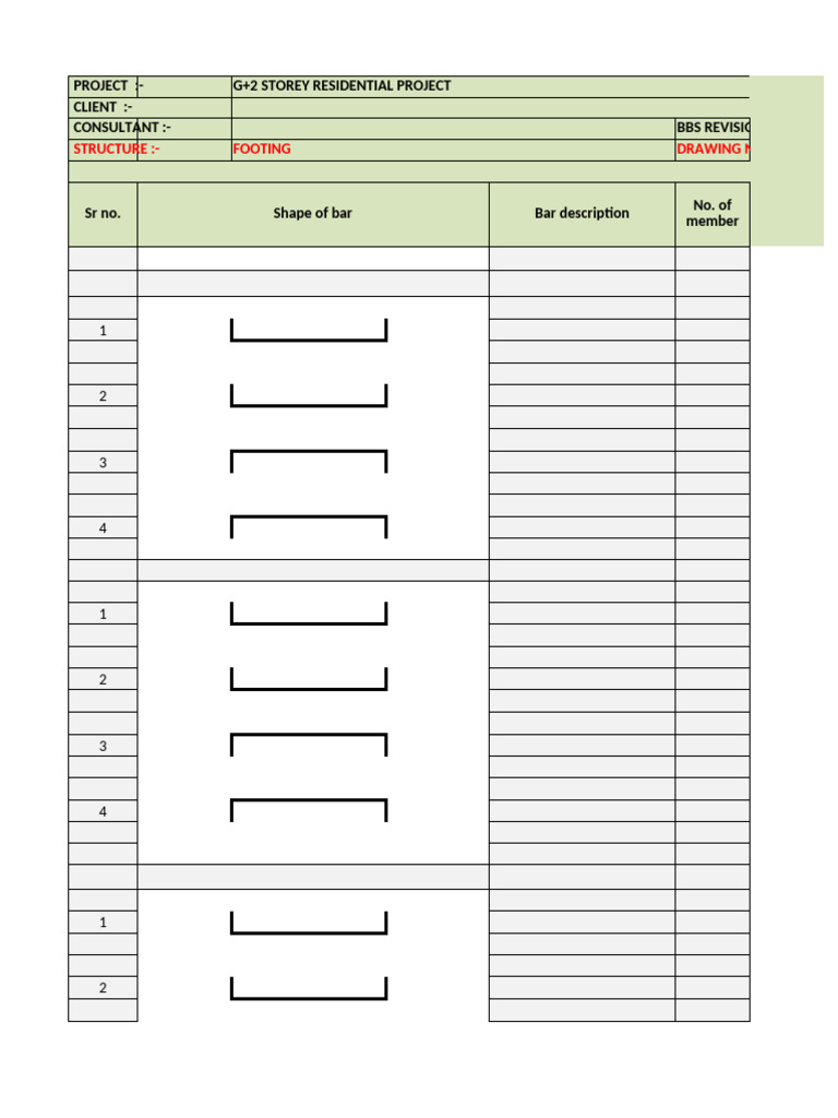 G+2 Residential Project Steel BBS Details | PDF