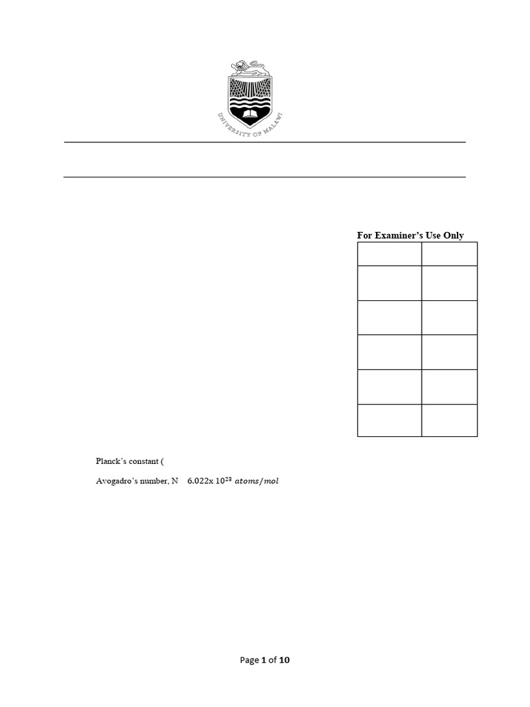 End of Sem 1 2019 Exam | PDF | Atoms | Radiation