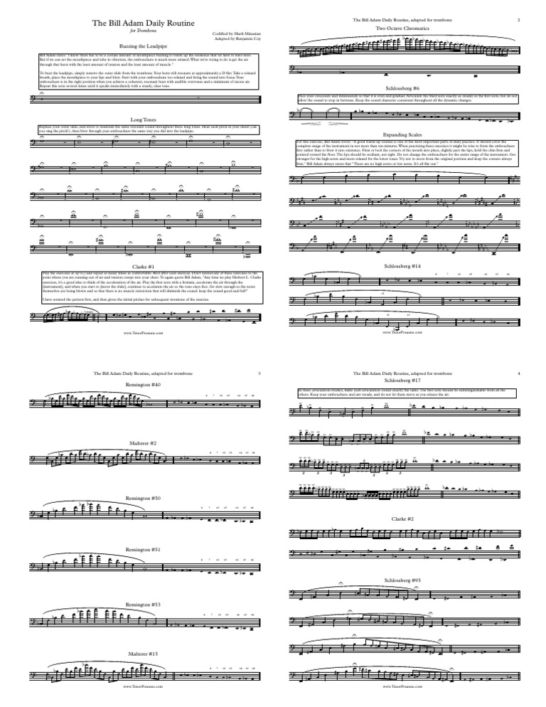 Trombone Adam Routine (11x17) | PDF | Elements Of Music | Elementary ...