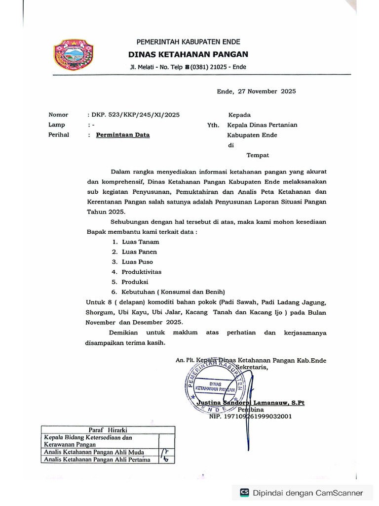 Surat Permintaan Data | PDF