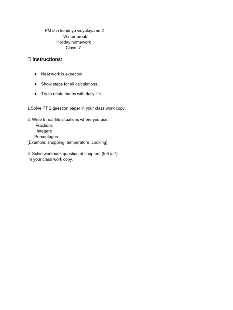Holiday Homework 1 | PDF