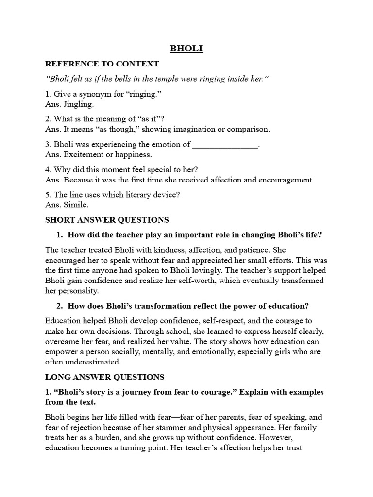 Bholi's Transformation Through Education | PDF